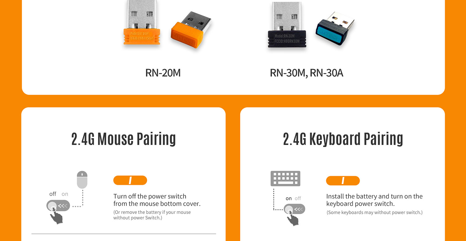 2.4GHz Wireless Nano Receiver Pairing steps Quick Guide